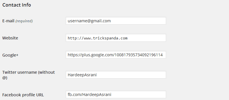 How To Add And Remove User Contact Fields In WordPress - Tricks Panda