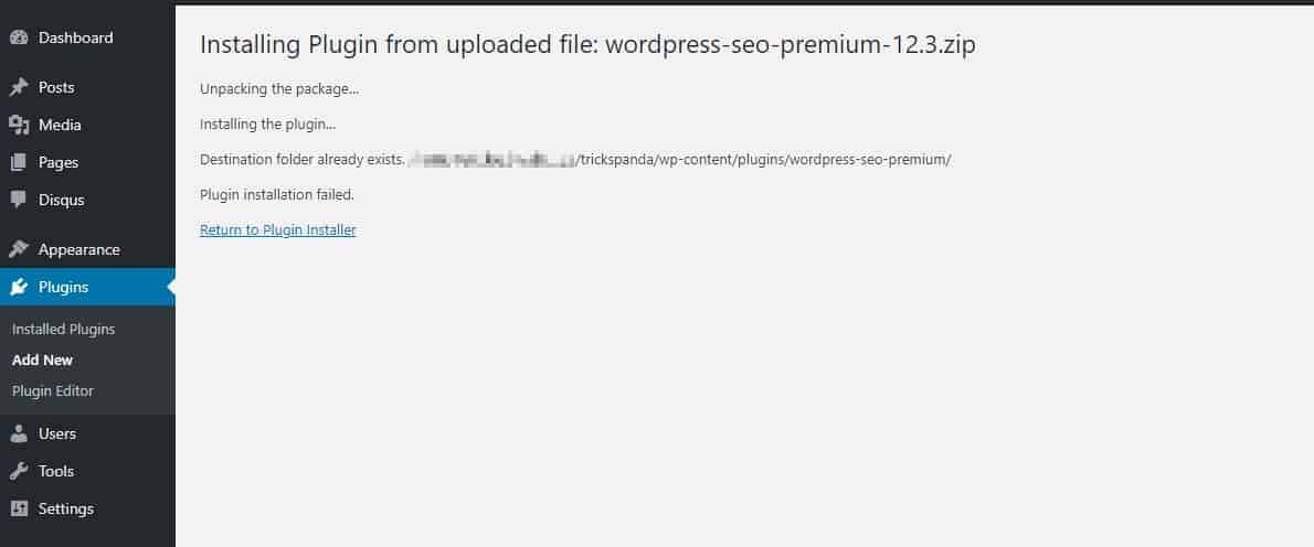 How To Easily Fix The Destination Folder Already Exists Wordpress Error Tricks Panda